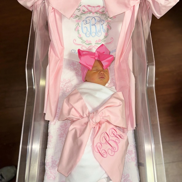 Paty Baby Gown /bonnet/ Booties/ Hat/ Monogram Boy Gown/ Boys Coming ...
