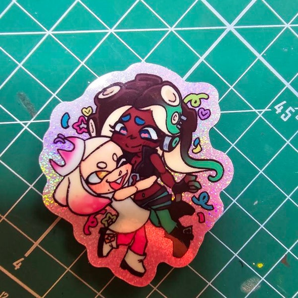 Pearl and Marina | Splatoon 2” Glitter Holographic Sticker - Etsy