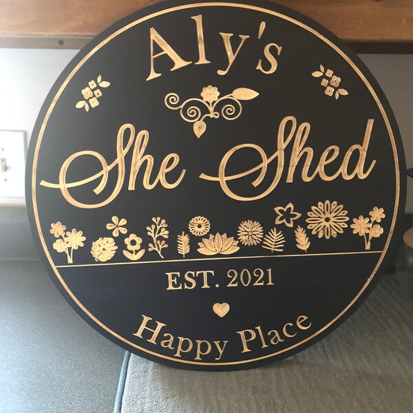 She-shed Personalized Sign, Carved Wood Signs, She-shed Sign, Shed ...