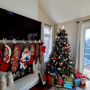 Vintage Cranston Jumbo Christmas Stocking Cut Craft Panel Toyland ...