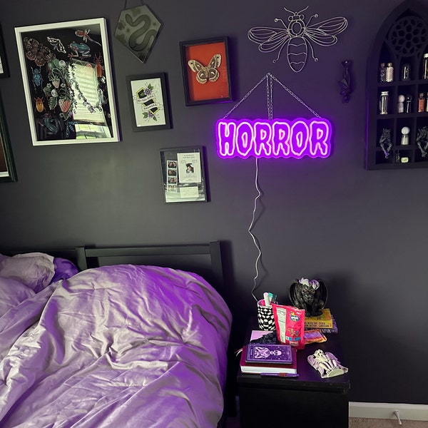 HORROR Neon Sign, Horror Movie Room Decor, Halloween Party Neon Sign ...
