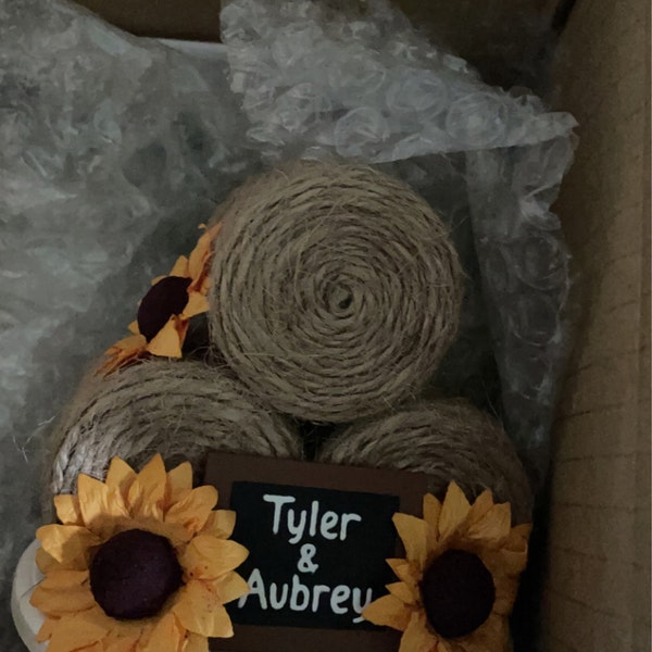 Sunflower Hay Bale Cake Topper Country Wedding Cake Topper Farm Wedding ...