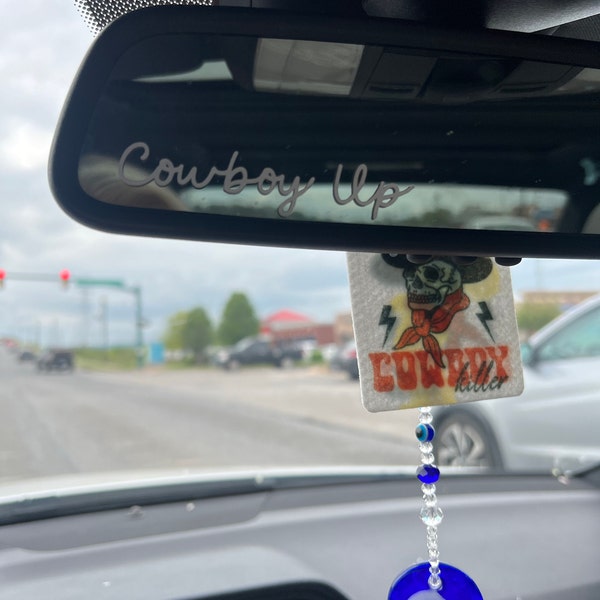 Cowboy up Rear View Mirror Decal - Rear View Mirror Sticker ...