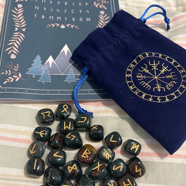 Rune Stones Gift Set Includes 21 Page Guide Book and Free Bag ...