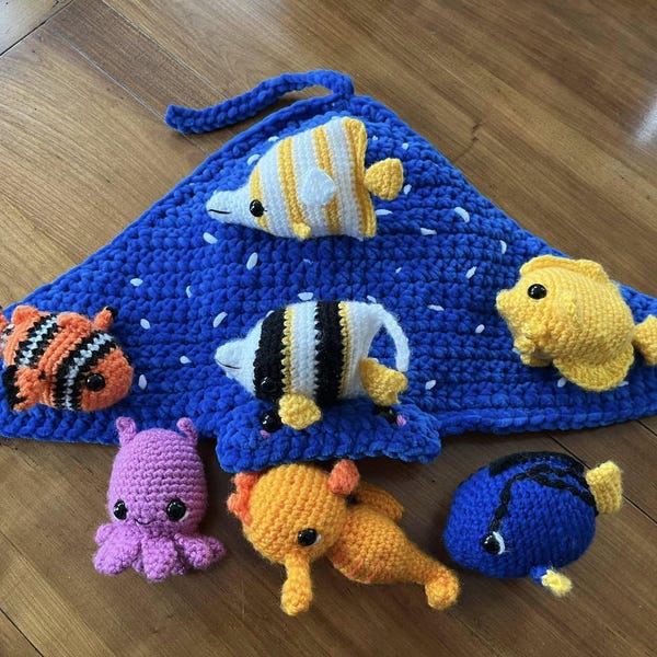 PATTERN PACK - Mega Ray and 7 Sea Friends Patterns - Ray, Angelfish ...