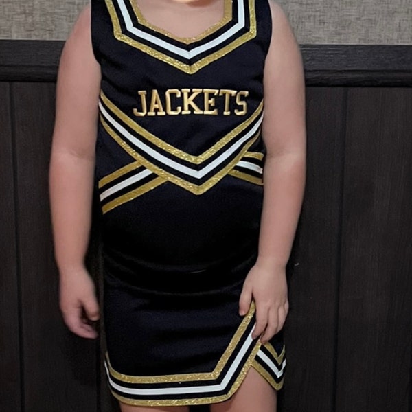 Navy & Gold Cheer Uniform, Customized Cheerleading Uniform, Girls Cheer ...