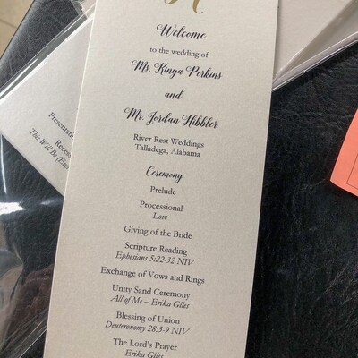 PRINTED Wedding Ceremony Program, Custom Program, Long Tea Length ...