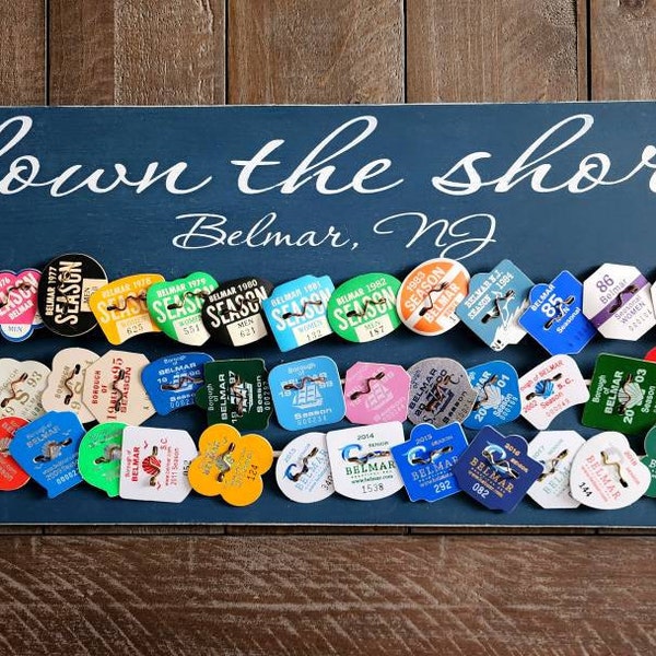 Beach Badge Display With Custom Town, Badge Tag Holder, Collection ...