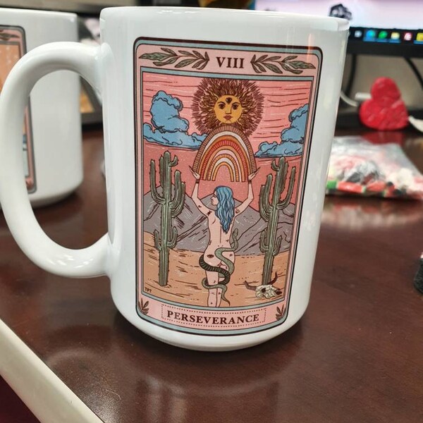 Perseverance Tarot Card Mug, Mystical Tarot Coffee Mug, Mystical Desert ...