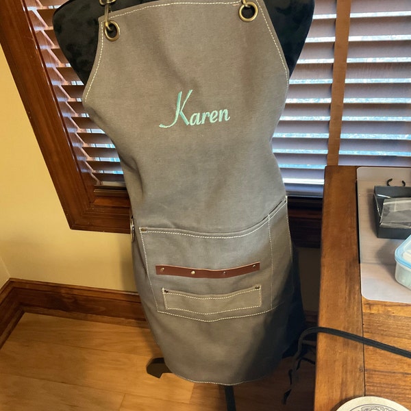 Canvas Workshop Apron With Pockets, Custom Gift for Him, Personalized ...