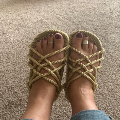 FREE Ship Women's Rope Sandals in BEIGE or Brown - Etsy