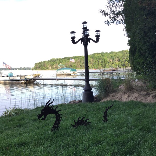 Rusty Metal Dragon Garden Sculpture / Sea Serpent Garden Sculpture ...