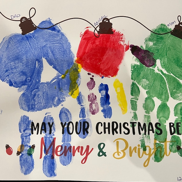Handprint Christmas Lights, Kids Crafts, Merry & Bright, Printable ...