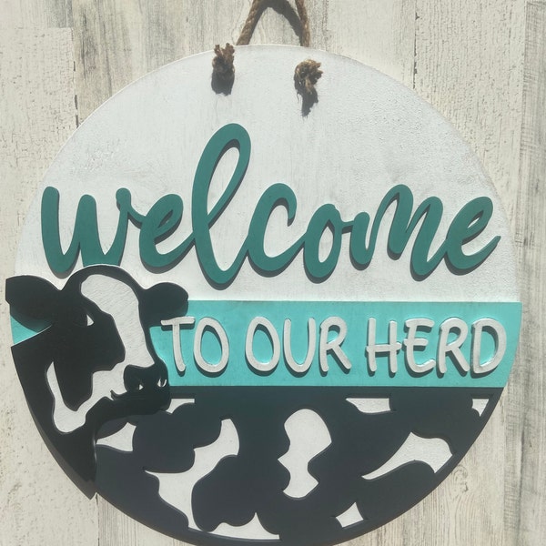 Welcome to Our Herd Cow, Digital Download, Round Door Hanger Svg ...