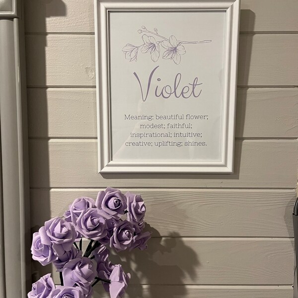 Violet Baby Name Meaning Baby Names Nursery Sign Girl Names Printables ...