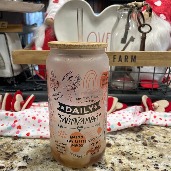 My Daily Motivation Glass Cansublimation Frosted Can Glass Positive ...