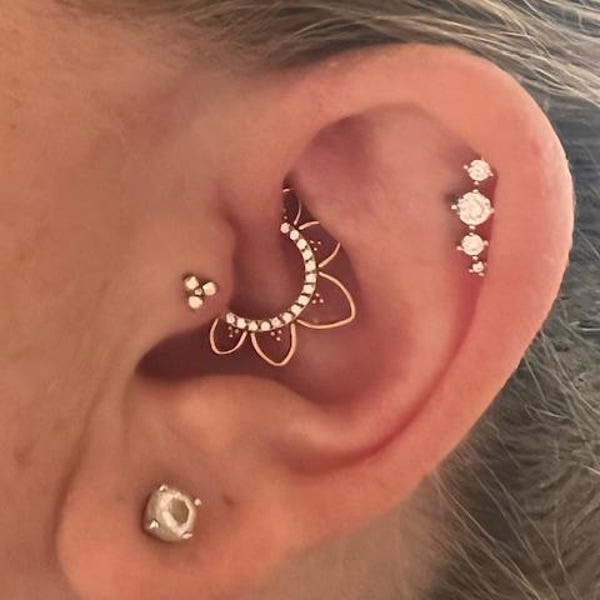 16G Solid White Gold Daith Earring 8mm/10mm | Dainty 14k Gold Daith ...