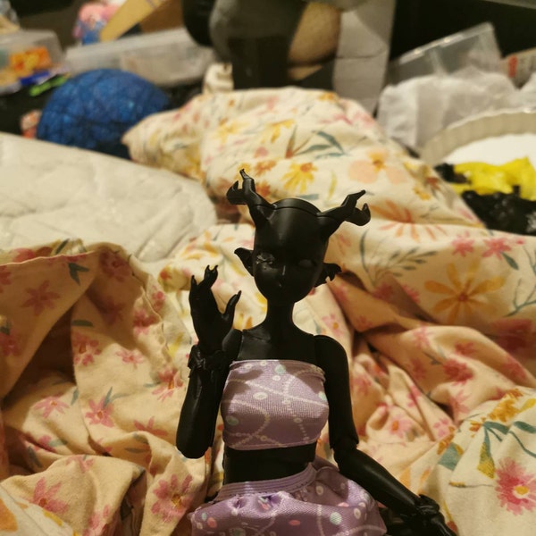 3D Printed PLA Plastic 30cm BJD, Furry Bunny Ball Jointed Doll, Pre ...