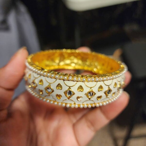 Meena Kundan Gold Plated Traditional Bangles 2pcs/meena Bangles ...