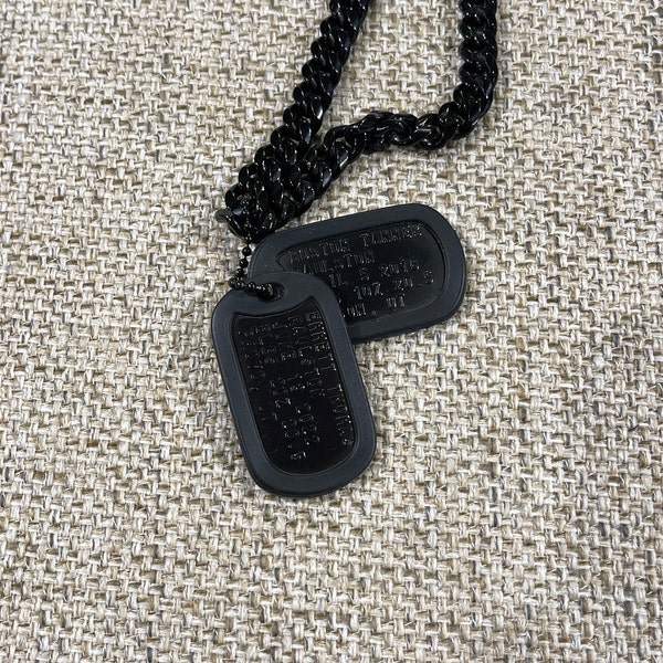 Personalised Special Forces Black US Military Dog Tag Set, Anodised ...