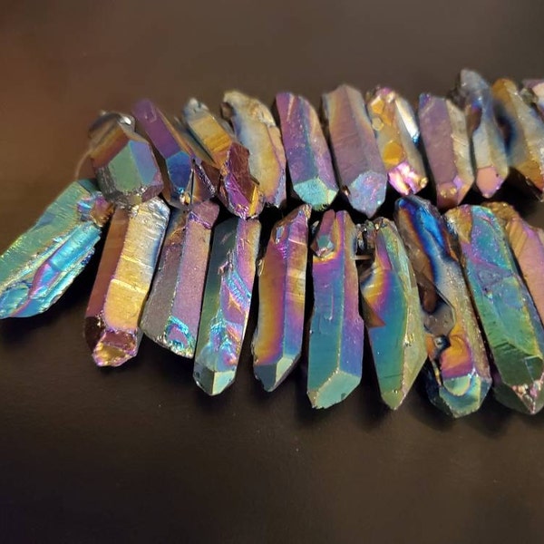 Rainbow Titanium Quartz Cluster Point, Titanium Quartz Points Strand ...