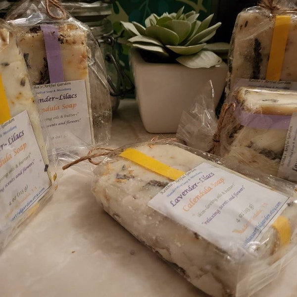 Lavender Lilac Calendula Soap, (types of Lavender Spikes May Vary). 4 ...