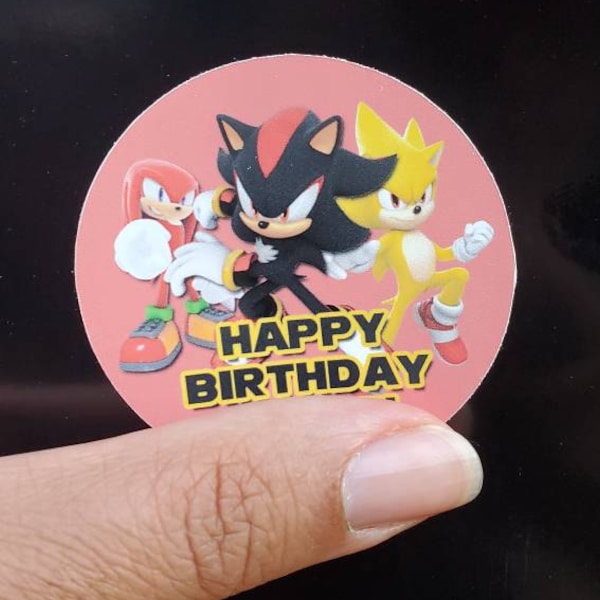 Sonic Birthday Party Stickers, Sonic the Hedgehog Birthday Favor Tags ...