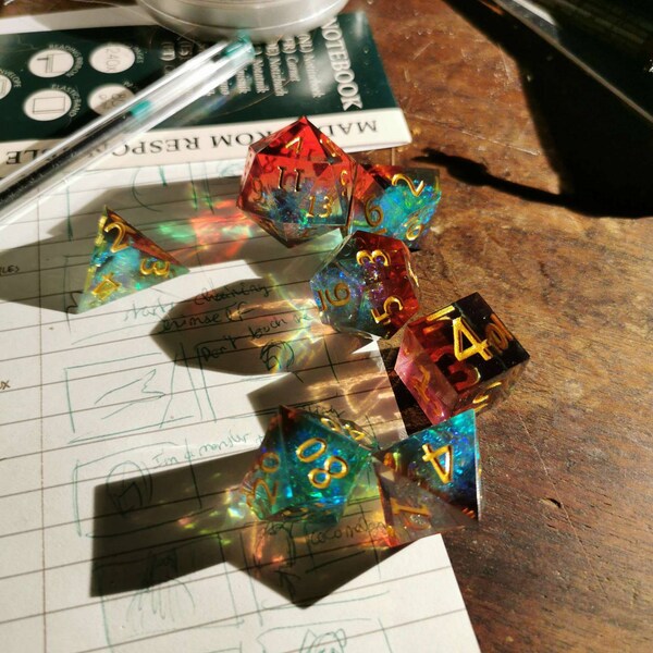 Demon's Blood DND D6, D20 Dice, Red Sharp Edge D&D Dice Set, Dungeons ...