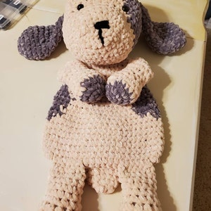 Crochet Puppy Lovey, Amigurumi Comforter Cuddle Toy, Crochet Dog ...