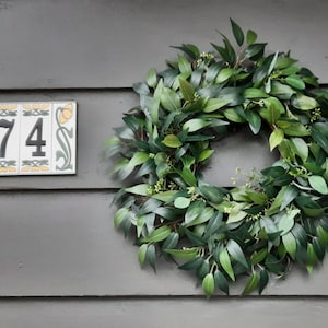 Year Round Greenery Wreath for Front Door With Seeded Eucalyptus ...