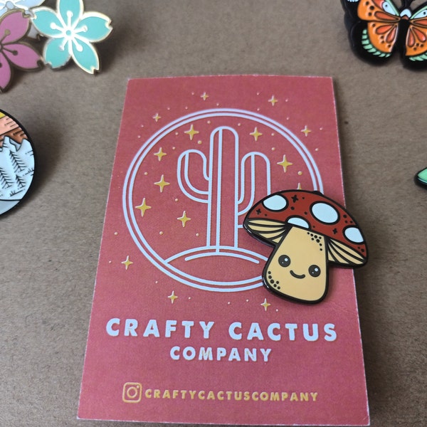 Mushroom Hard Enamel Pin Badge, Say Hello to Mushie, Our Latest Little ...