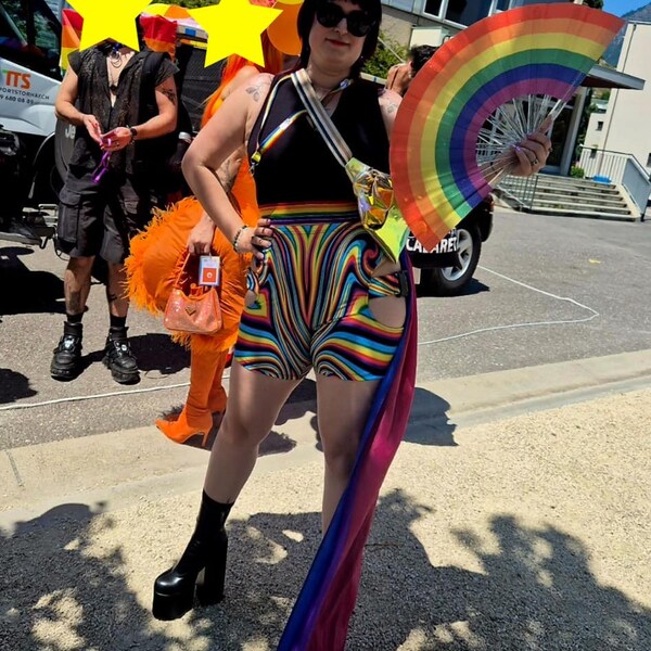 Rave Costume in Blue & White, One Piece Festival Catsuit, Rave Unitard ...