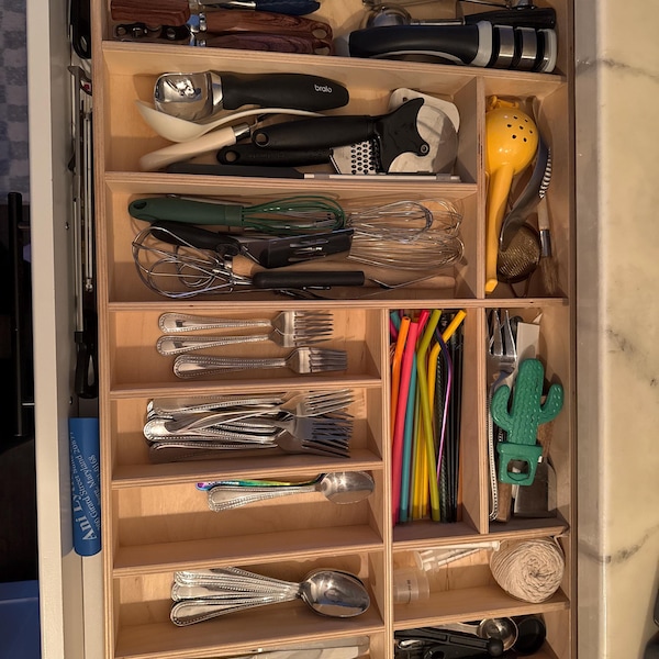 19 to 21 Inch Wide Drawer Insert, Custom Drawer Organizer, Wood Drawer ...