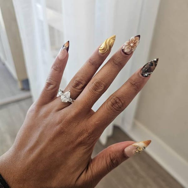 Green Gold Glam Press on Nails | Gilded Green Manicure Nail Art | Luxe ...