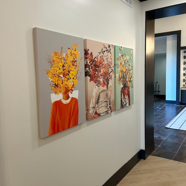 Bloom - [flower Head Collage Art, Surreal Floral Portrait, Retro ...