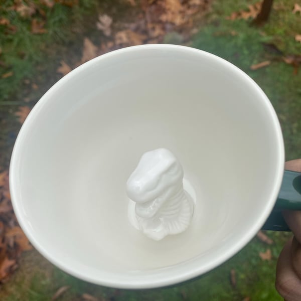 T-rex Ceramic Mug | Surprise Dinosaur Creature Cup - Etsy