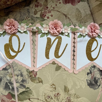 Mauve Pink Roses Happy Birthday Banner, 1st Birthday Banner, Floral ...