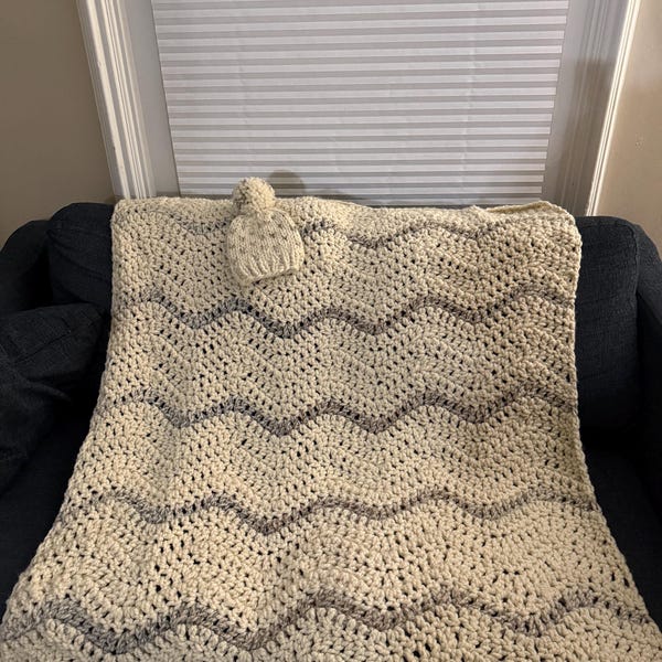 The Chunky Ripple Blanket - Etsy