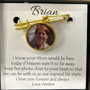 Wedding Bouquet Photo Charm, Memorial Pin, Groom Boutonniere, Bridal ...