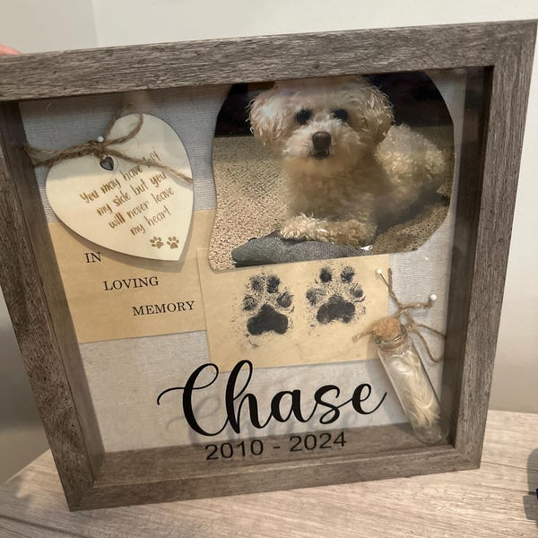 Pet Memorial Shadowbox for Pawprint, Pet Memorial Gift, Dog Memorial ...