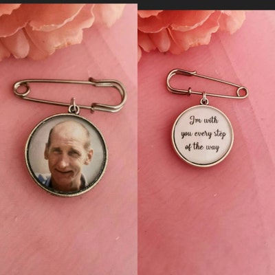 A Double Sided 25mm Silver Memory Picture Bride or Groom Pin for a ...