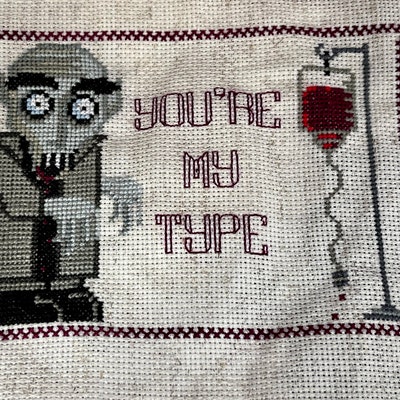 Vampire Cross Stitch Pattern PDF You're My Type Modern Pattern Sampler ...