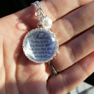 FLOWER GIRL Personalized Message Gift Name Necklace Message - Etsy