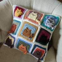 Many Cats Square ENGLISH Crochet Pattern PDF Granny Square Afghan Block ...