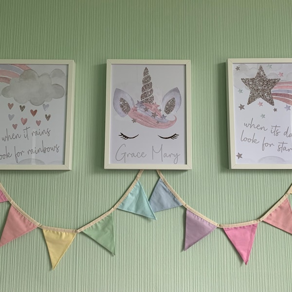 Girls Bedroom Prints,unicorn Prints,nursery Decor,rainbow, Decor ,pink ...