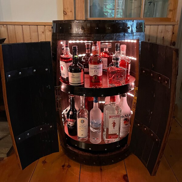 30 Gallon Double Shelf Rotating Bar Either Stain (28" Tall) Double Lazy ...