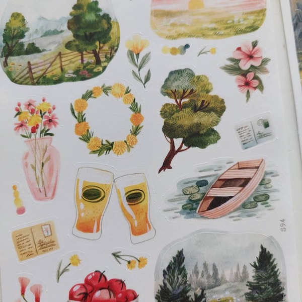 Sticker Sheet Summer in Nature | Paper Sticker Sheet, Cute Stickers ...