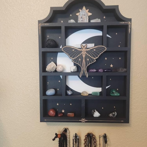 Luna Moth Shelf | Apothecary Cabinet | Crystal Shelf | Oddities Display ...
