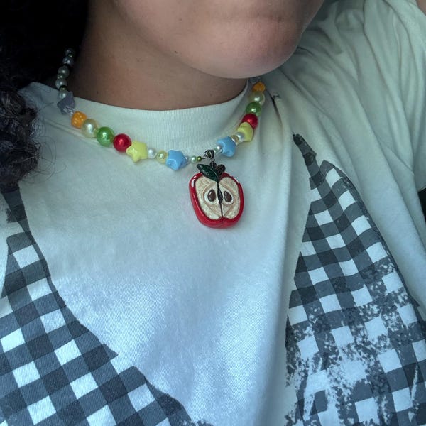 Apple Star Pearl Necklace - Weird Core - Fruit Necklace- Harajuku Japan ...