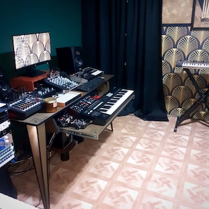 PIANO-DRAWER Desk With Wooden Legs and Dark Brown Bakelite - Etsy